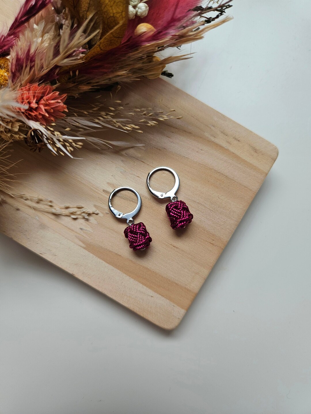 Creole Small Pearl Pink Berry Earrings Huggies Hoops With Pink Pearl ...