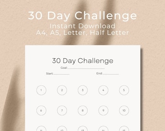 100 Day Challenge Printable, A4/a5/letter/half Letter, PDF - Etsy