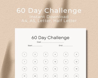 60 Day Habit Tracker Template, Printable 60 Day Challenge Tracker Pdf ...