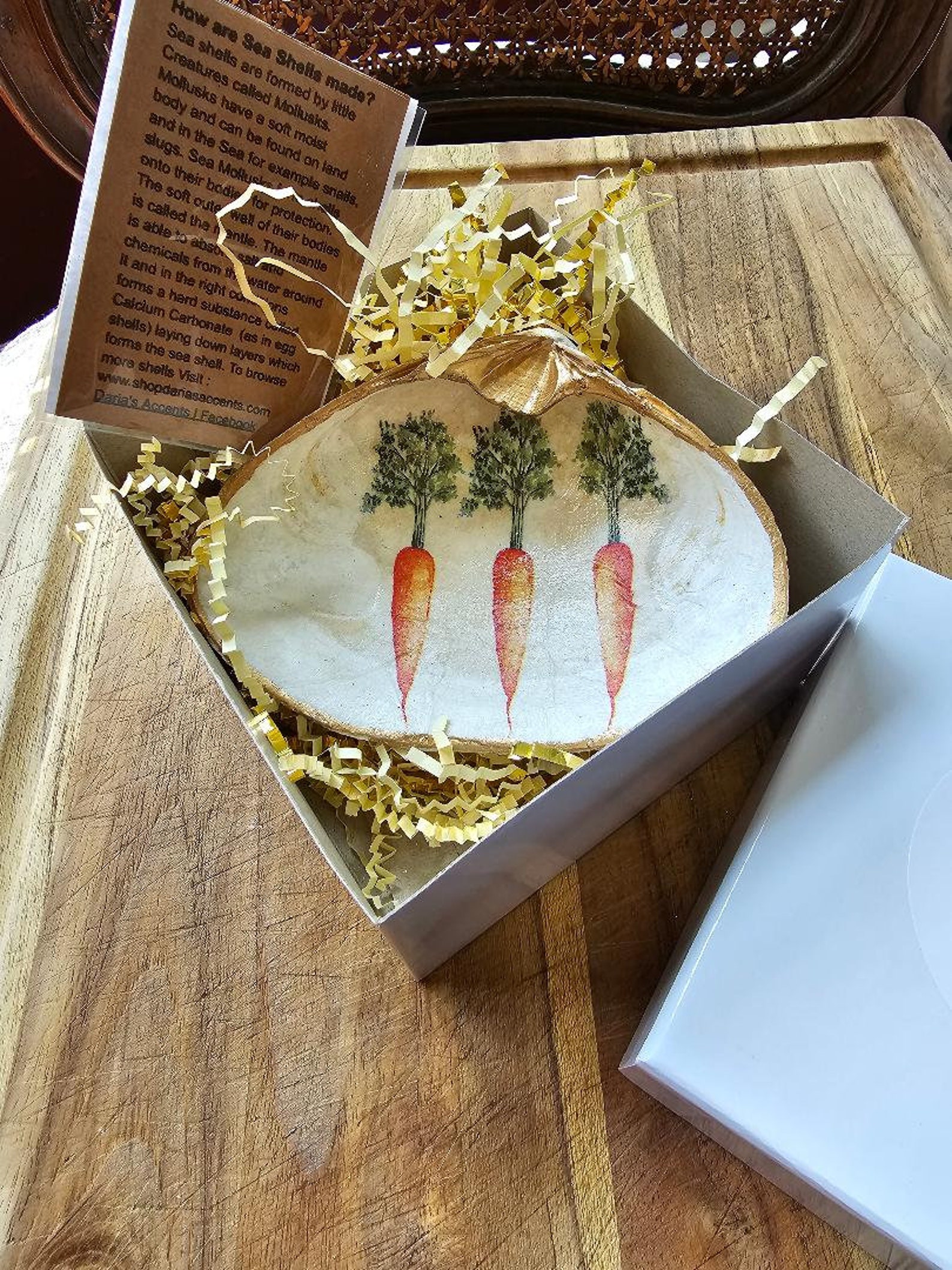 Clam Shell Art Sea Horse Jewelry Dish Trinket Dish Decoupage Gold Leaf ...