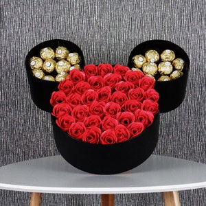 Luxury Mickey Mouse Gift Box Red Roses & Chocolate Birthday ...
