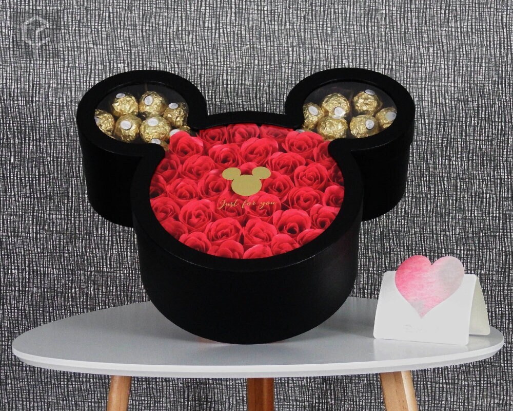 Luxury Mickey Mouse Gift Box Red Roses & Chocolate Birthday ...