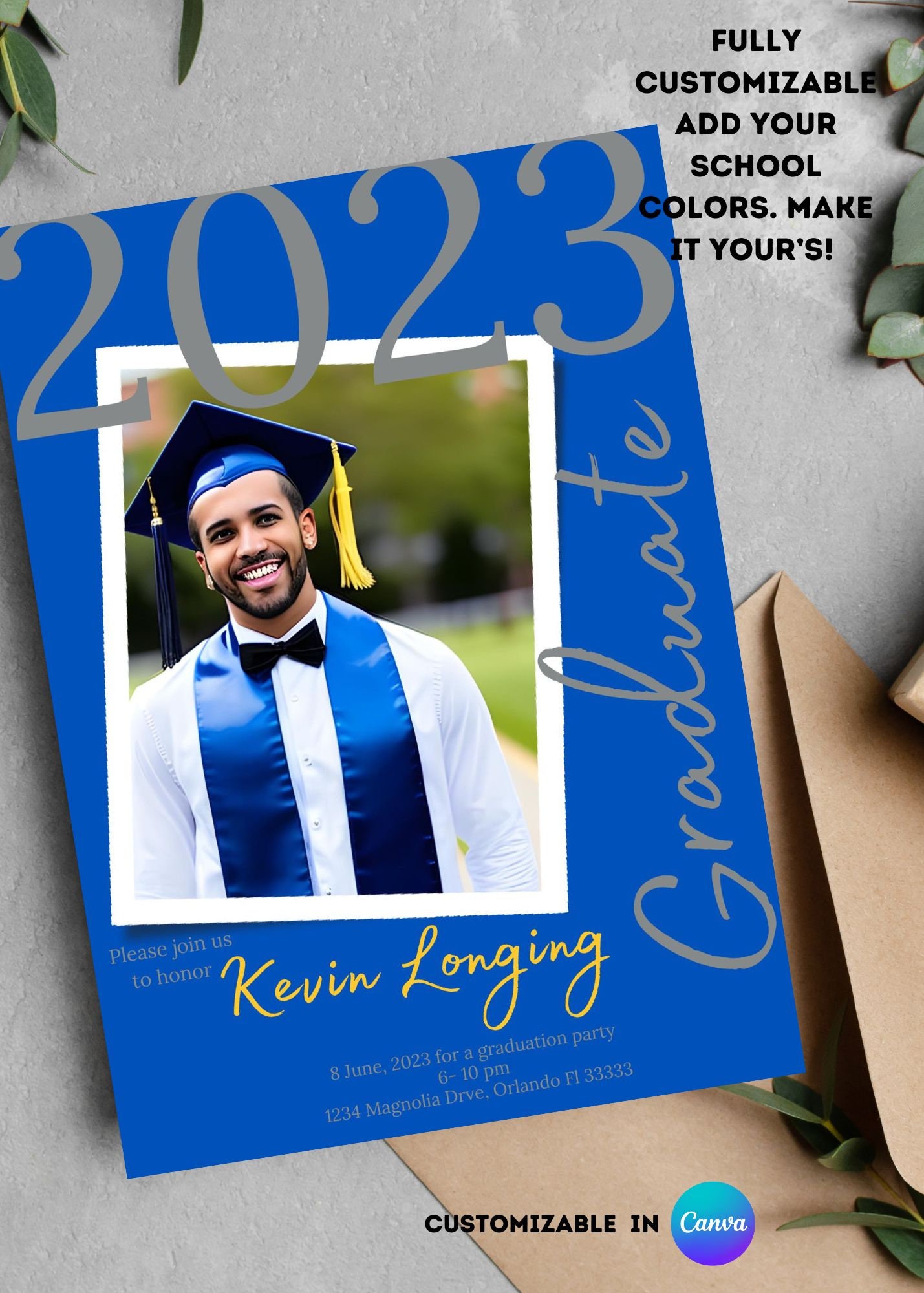Graduation Announcement Card Graduation Invite Template Editable ...