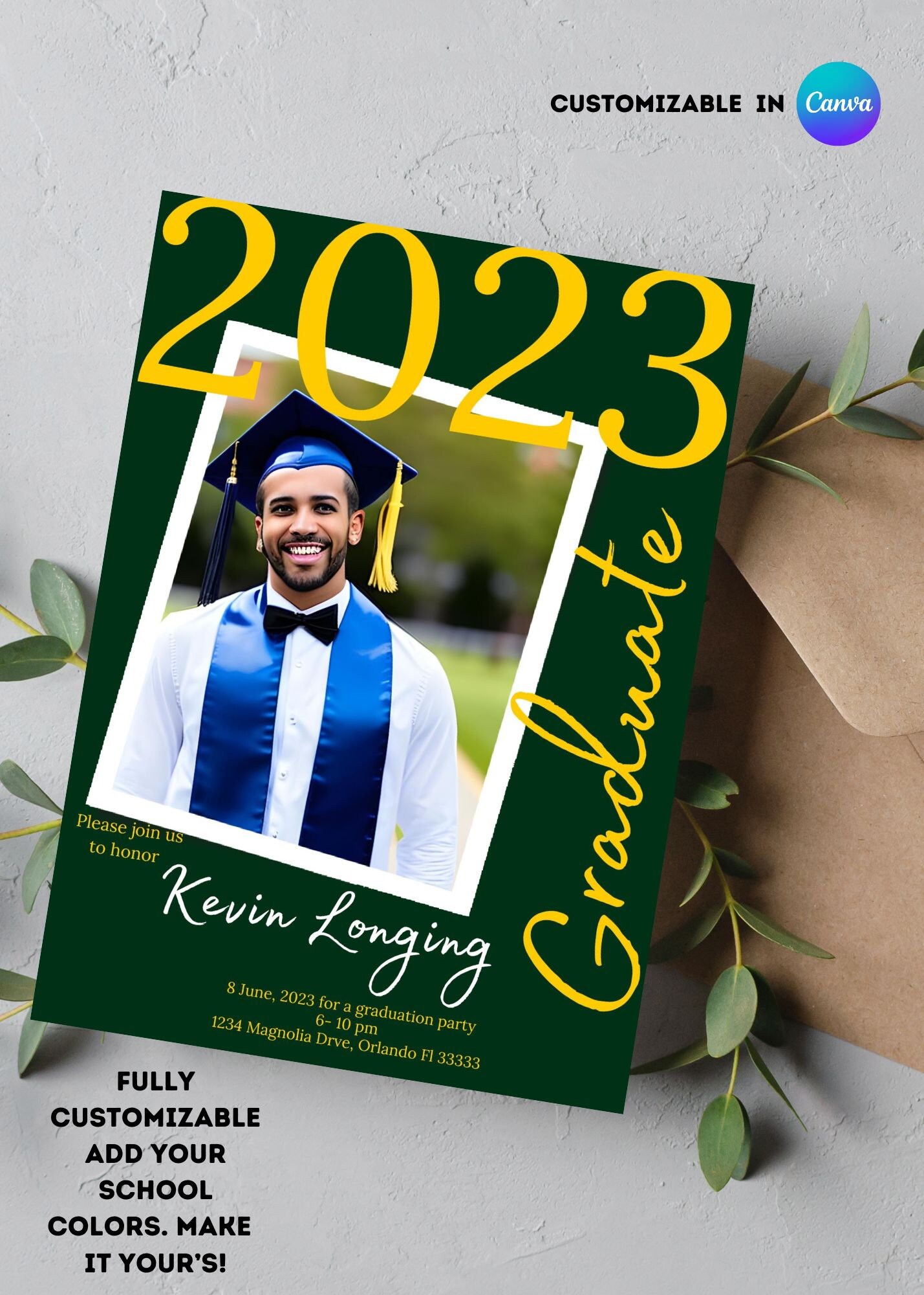 Graduation Announcement Card Graduation Invite Template Editable ...