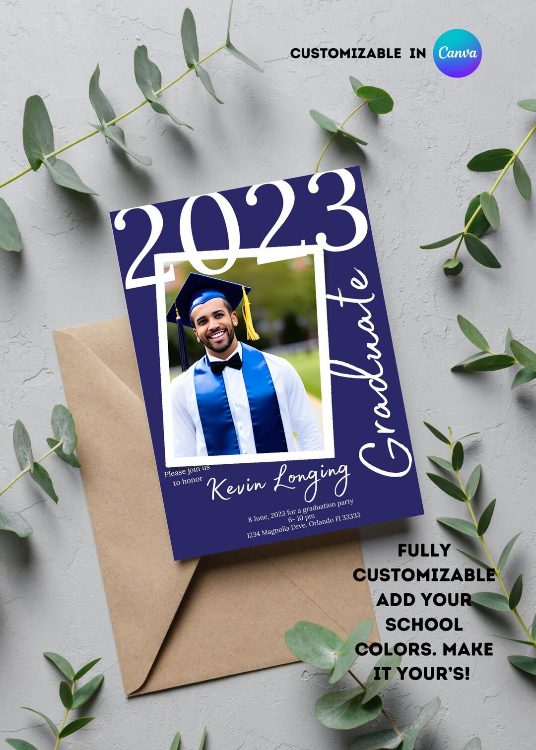 Graduation Announcement Card Graduation Invite Template Editable ...