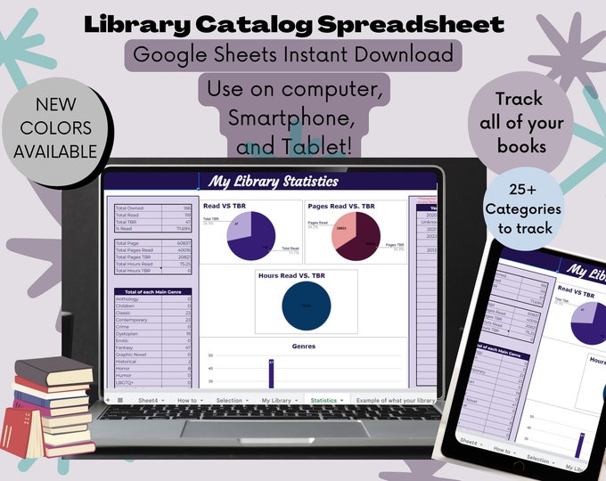 Book Tracker Spreadsheet | Reading Inventory for Google Sheets (digital ...