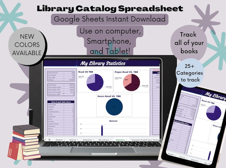 Library Catalog Spreadsheet | Personal Book Tracker Template | Book ...