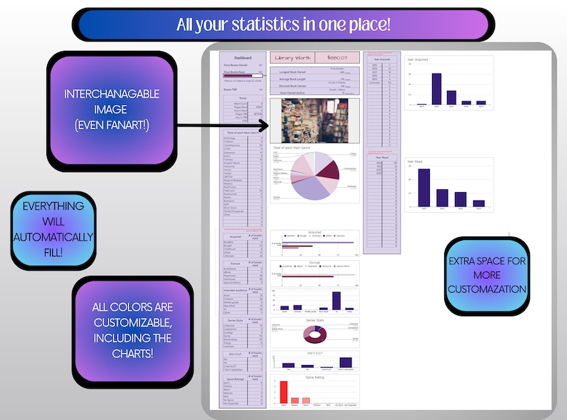 New!! Library Catalog Spreadsheet | Personal Book Tracker Template ...