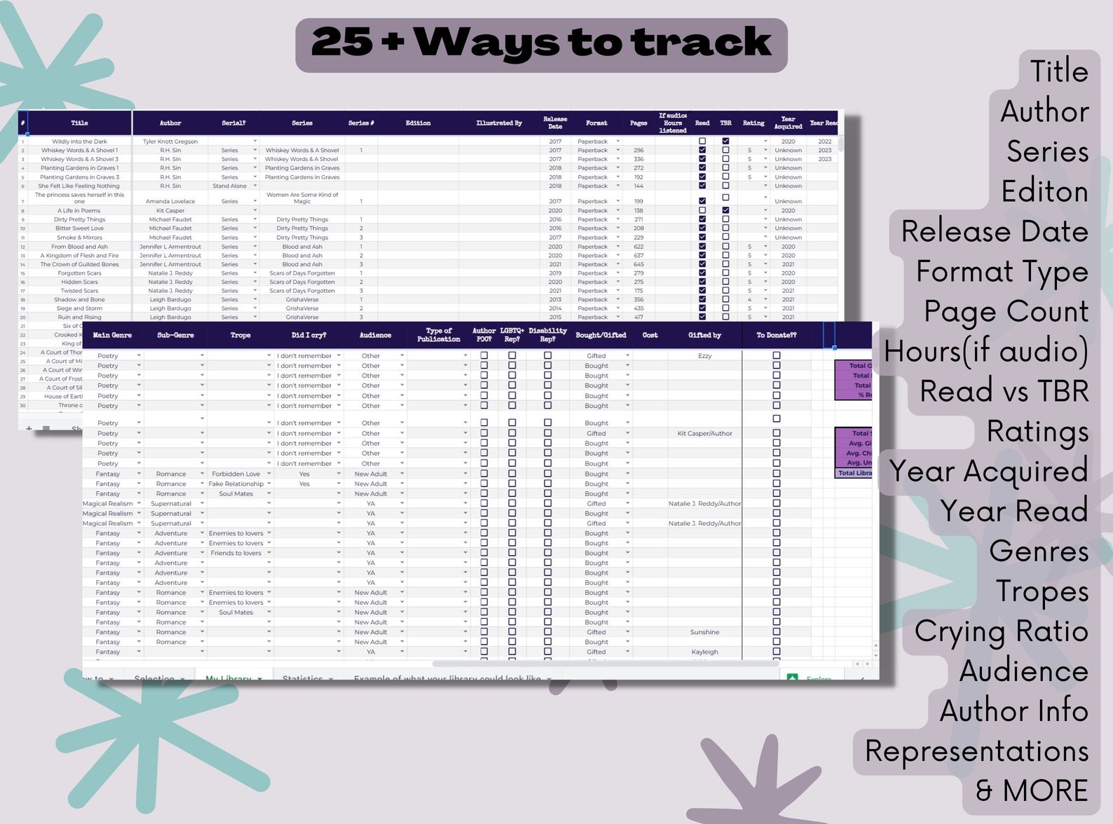 Library Catalog Spreadsheet | Personal Book Tracker Template | Book ...