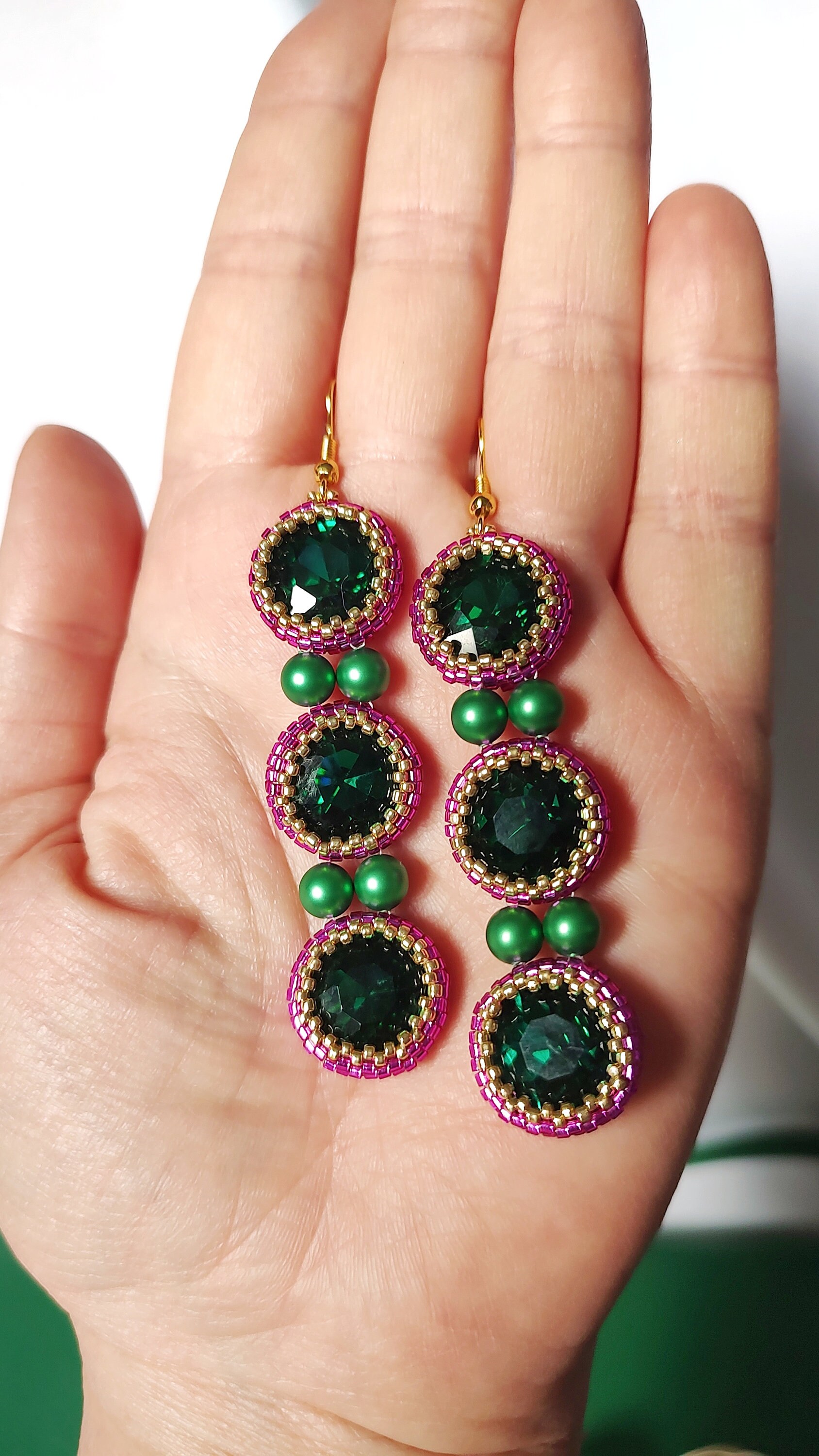 Jewerly With Rivoli and Artificial Pearls-shining Earrings-glamour ...