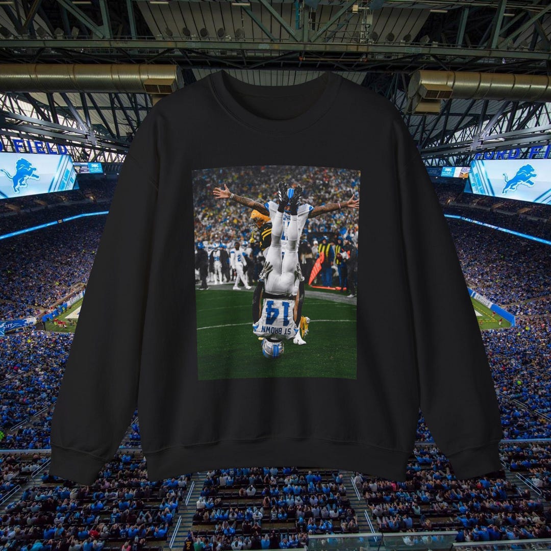 Detroit Lions Sweater, Amon Ra St. Brown, Vintage Sports Crewneck ...
