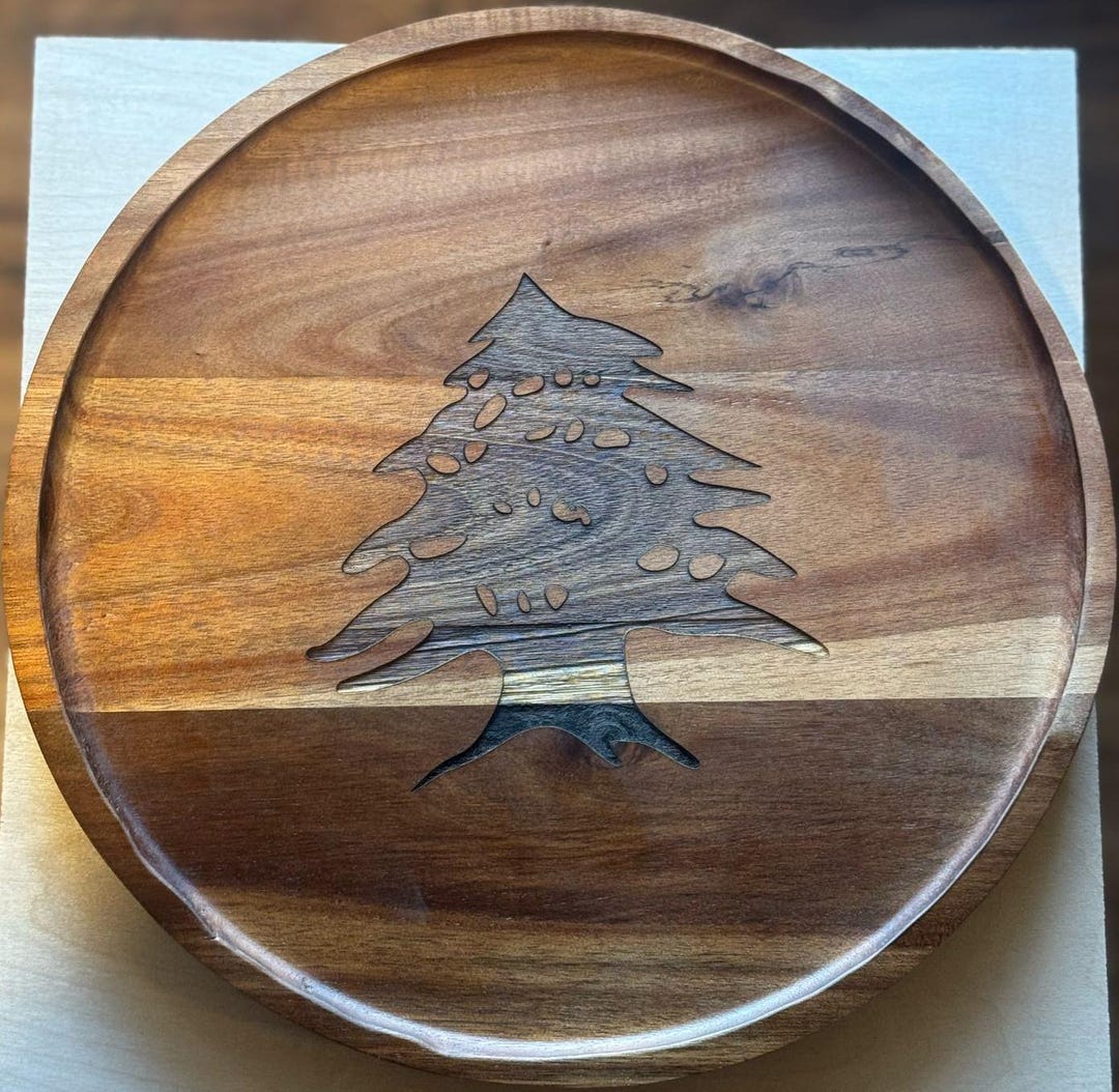 Handcrafted Acacia Wood Serving Tray – Lebanese Cedar Tree Engraved - Etsy