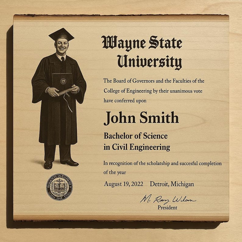 Custom Graduation Photo & Degree Wood Plaque | Personalized College ...