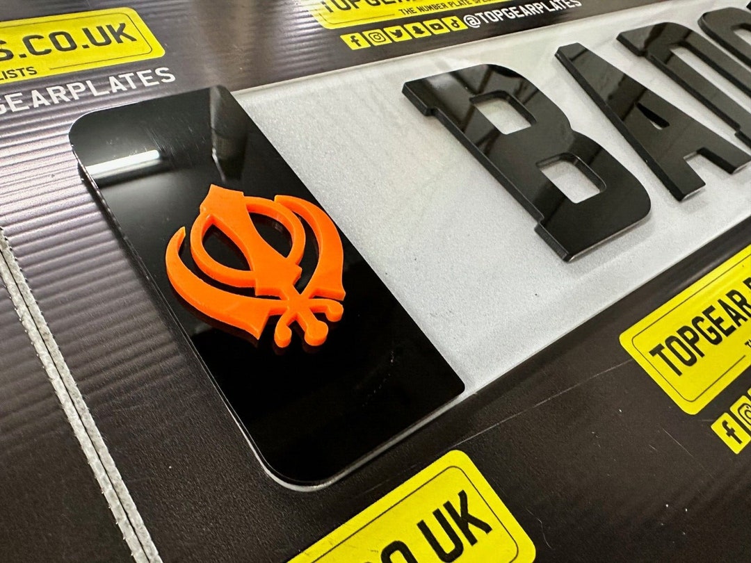 2x 4D Acrylic Gloss Car Van License Registration Number Plate Sikh ...