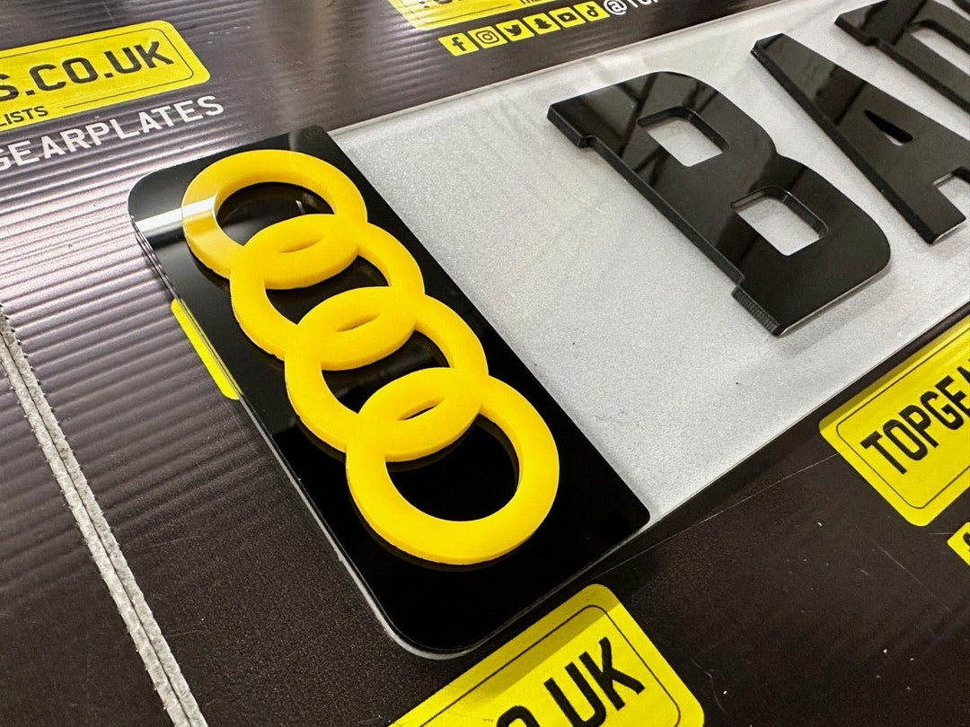 2x 4D Acrylic Gloss Car Van License Registration Number Plate Audi ...