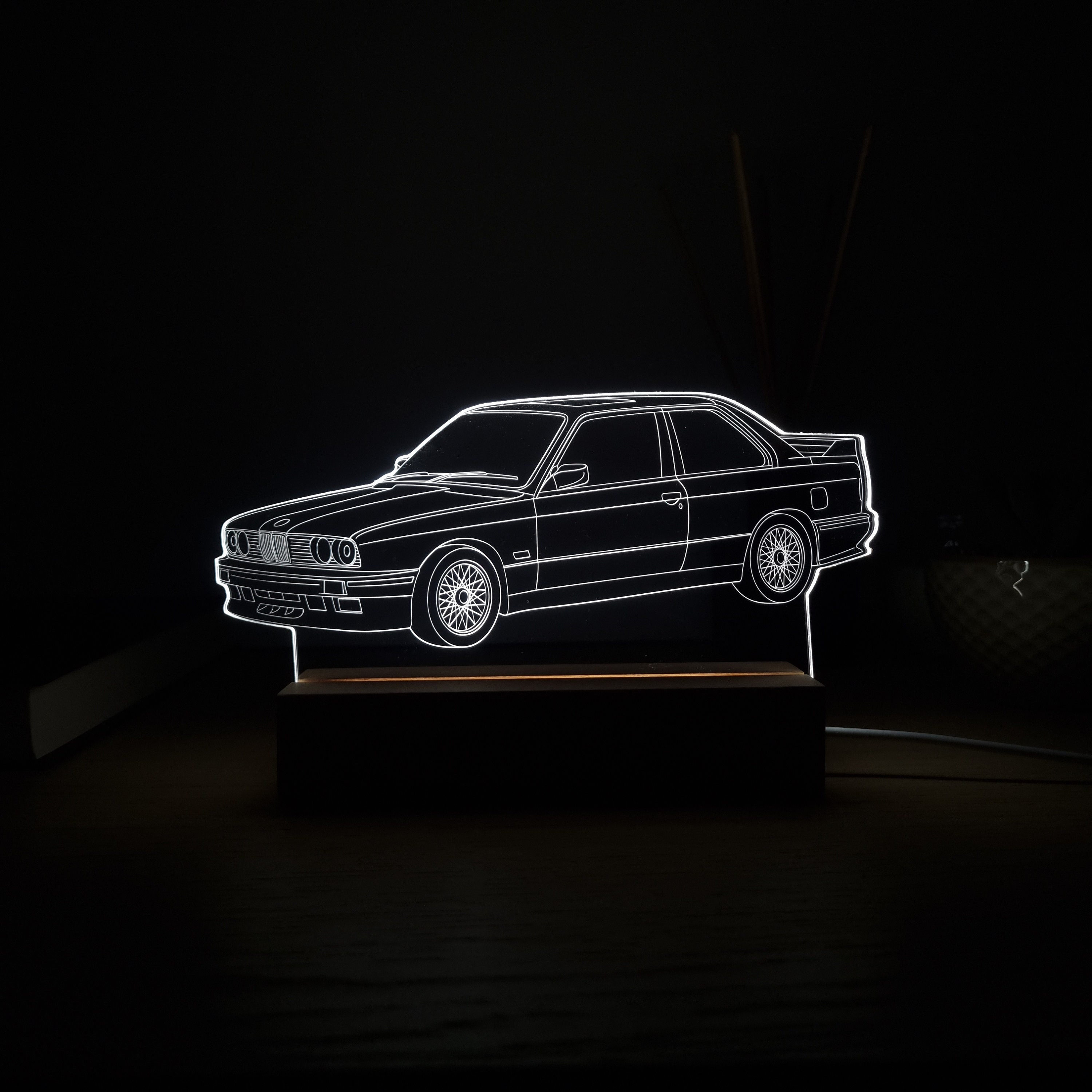 Old German Car Plexiglass Engraving I Gift for Car Lovers I LED Lamp I ...