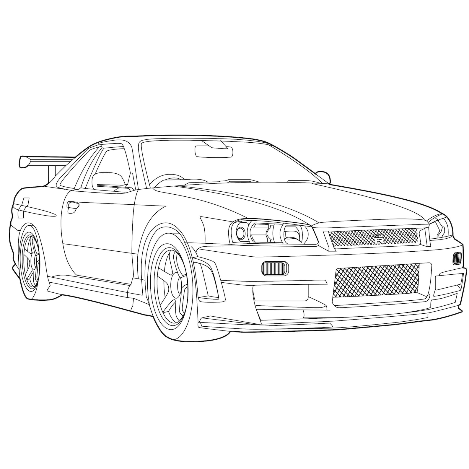 NISSAN SKYLINE R34 GTR Vector line drawing illustration - Etsy.de