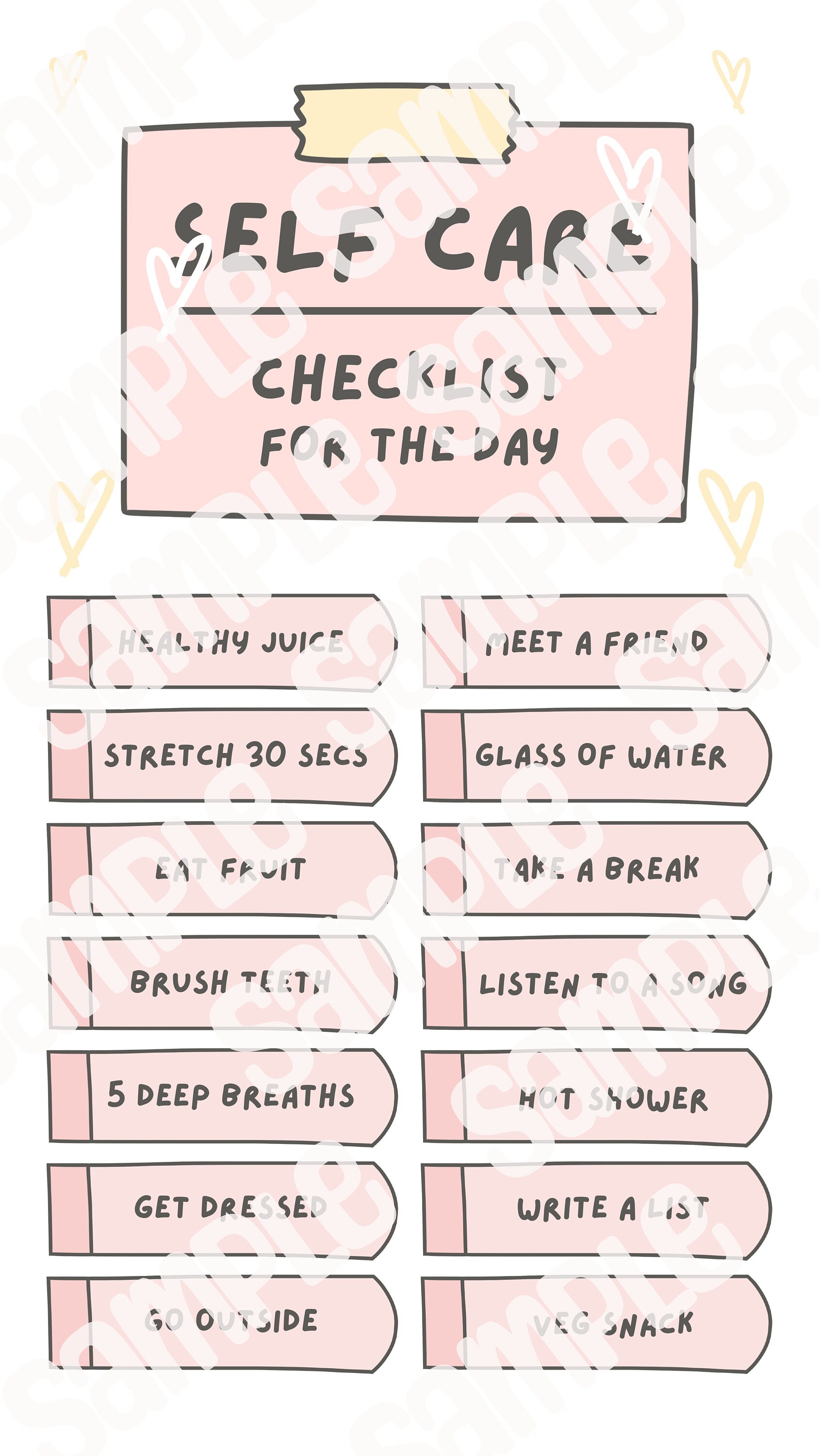 Self Care Daily Checklist - Etsy