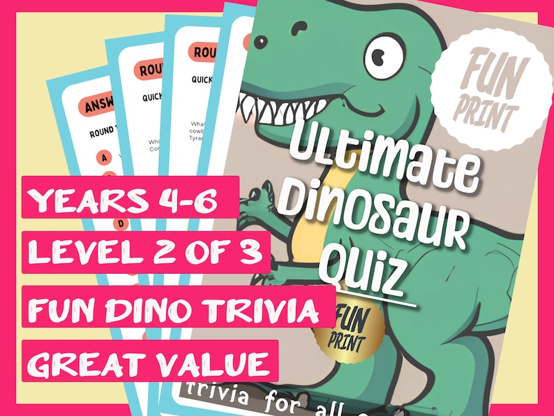 Dinosaur Quiz for Kids (level 2) - Etsy