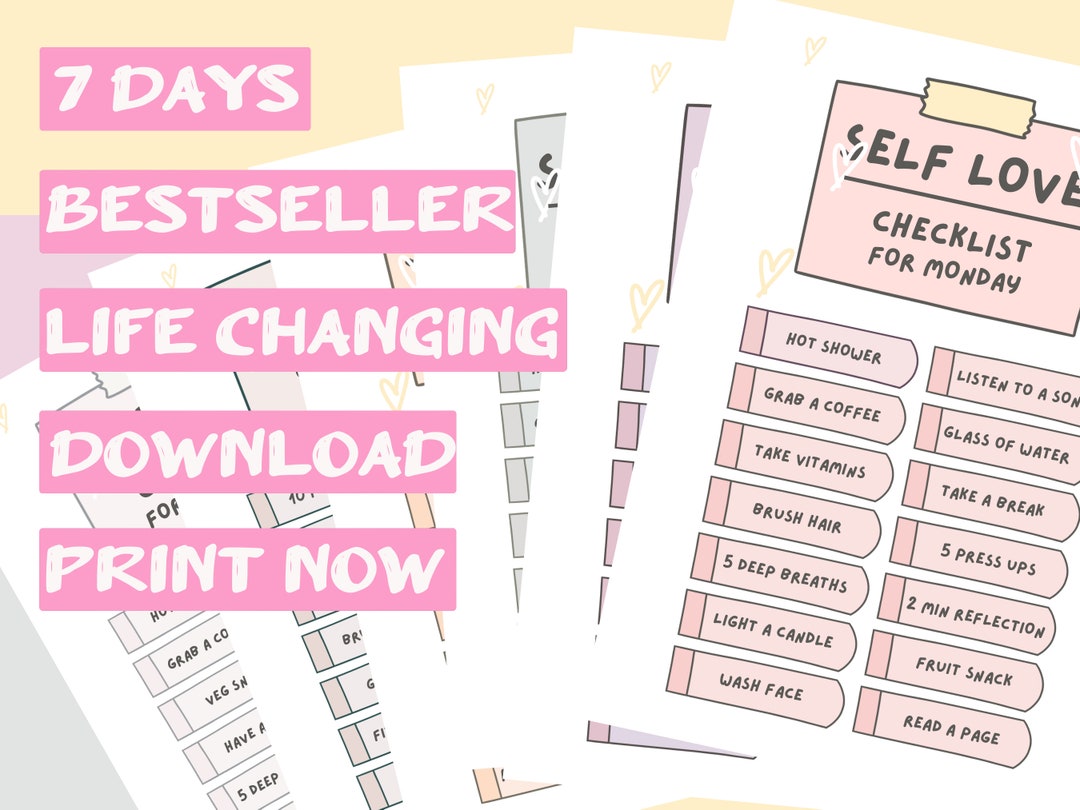 Self Love Checklist (7 Days) - Self Love Checklist - Self Care ...