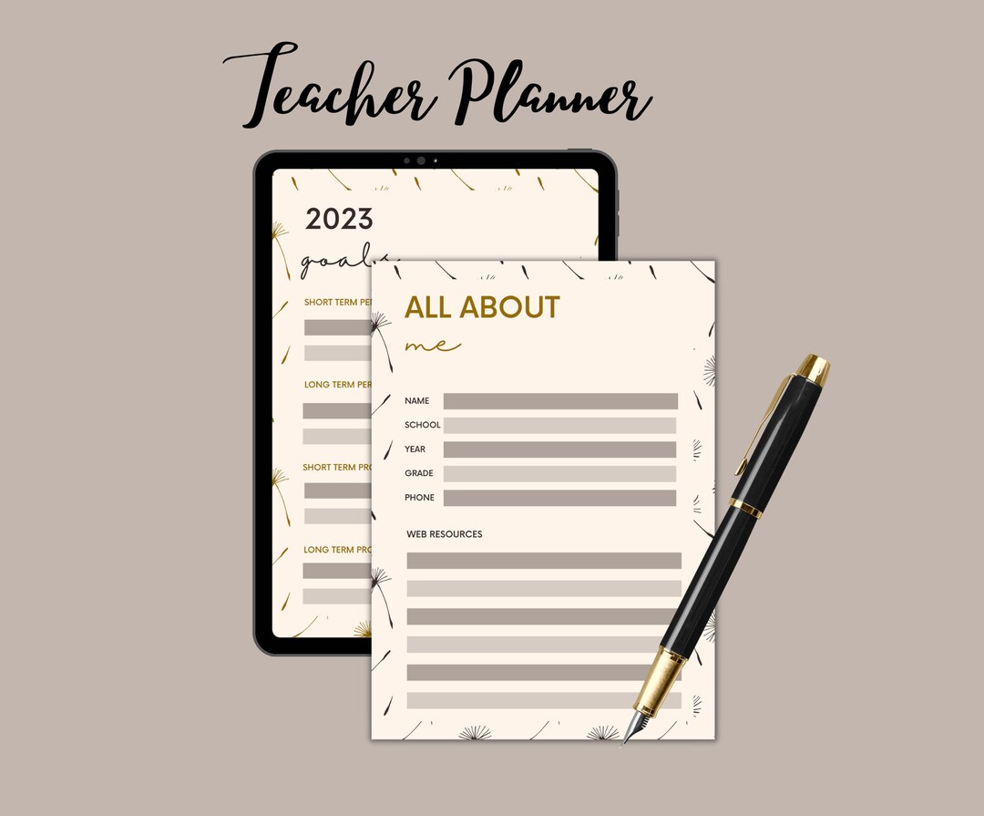 Boho Printable Teacher Planner , Printable Teacher Digital Planner 2023 ...