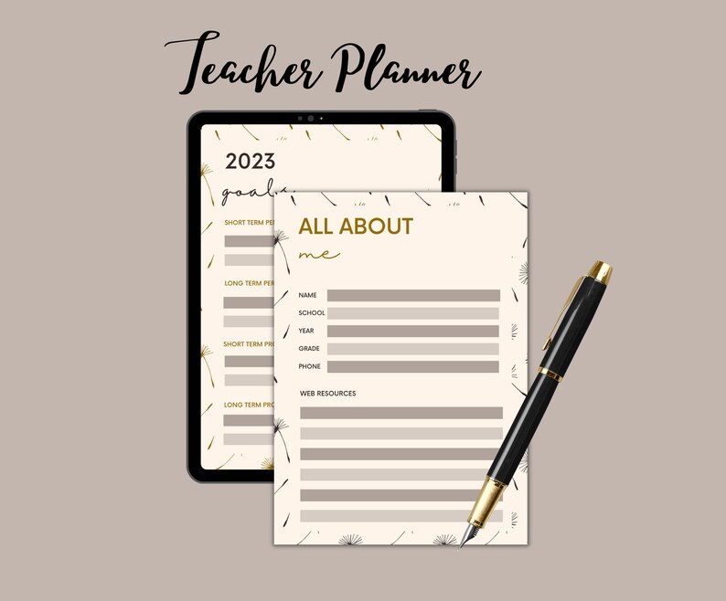 Boho Printable Teacher Planner , Printable Teacher Digital Planner 2023 ...