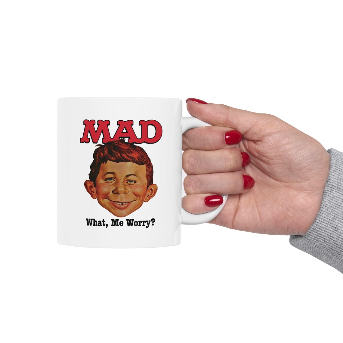 MAD Magazine Alfred E. Neuman - What, Me Worry? Ceramic Mug White 11oz ...