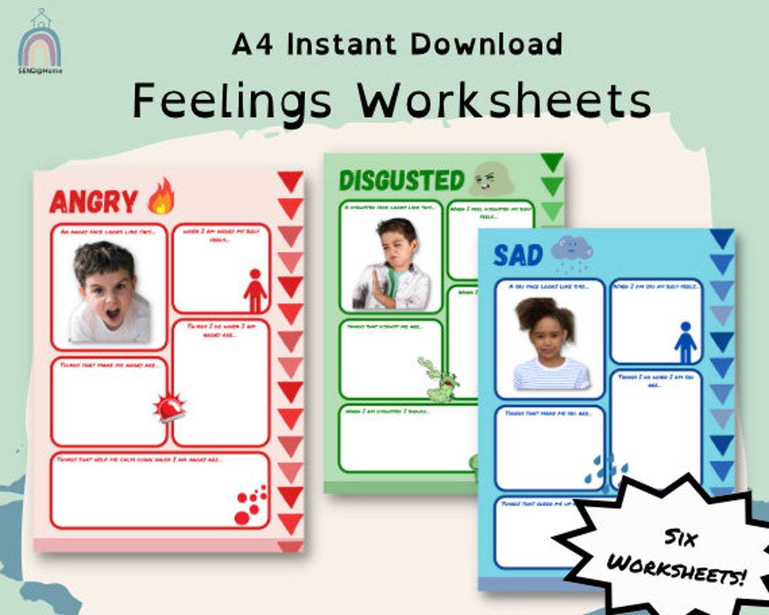 Kids Feelings Worksheets, Therapy Worksheets, Understanding Emotions ...