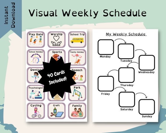 Weekly Schedule, Weekly Schedule for Autism, Weekly Schedule Planner ...