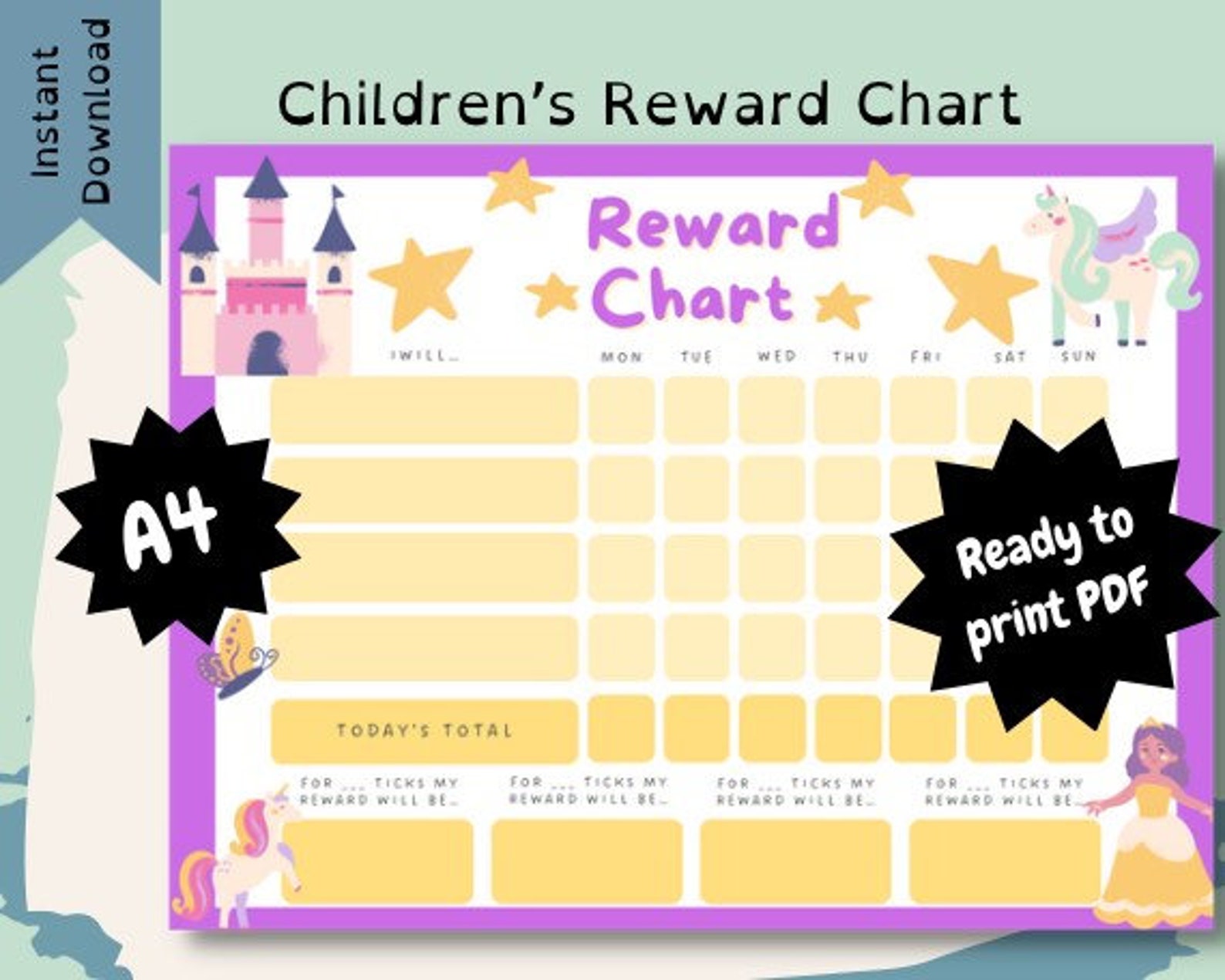 Princess Reward Chart, Rewards, Good Behaviour, Positive Reinforcement ...