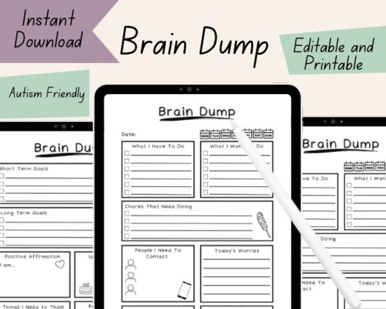Brain Dump Template Printable to Do List Printable ADHD - Etsy