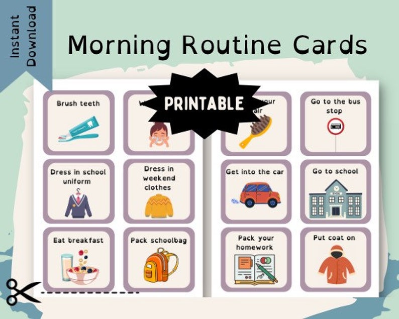 Morning Routine Cards- Morning Schedule, Morning Routine Chart, Autism ...