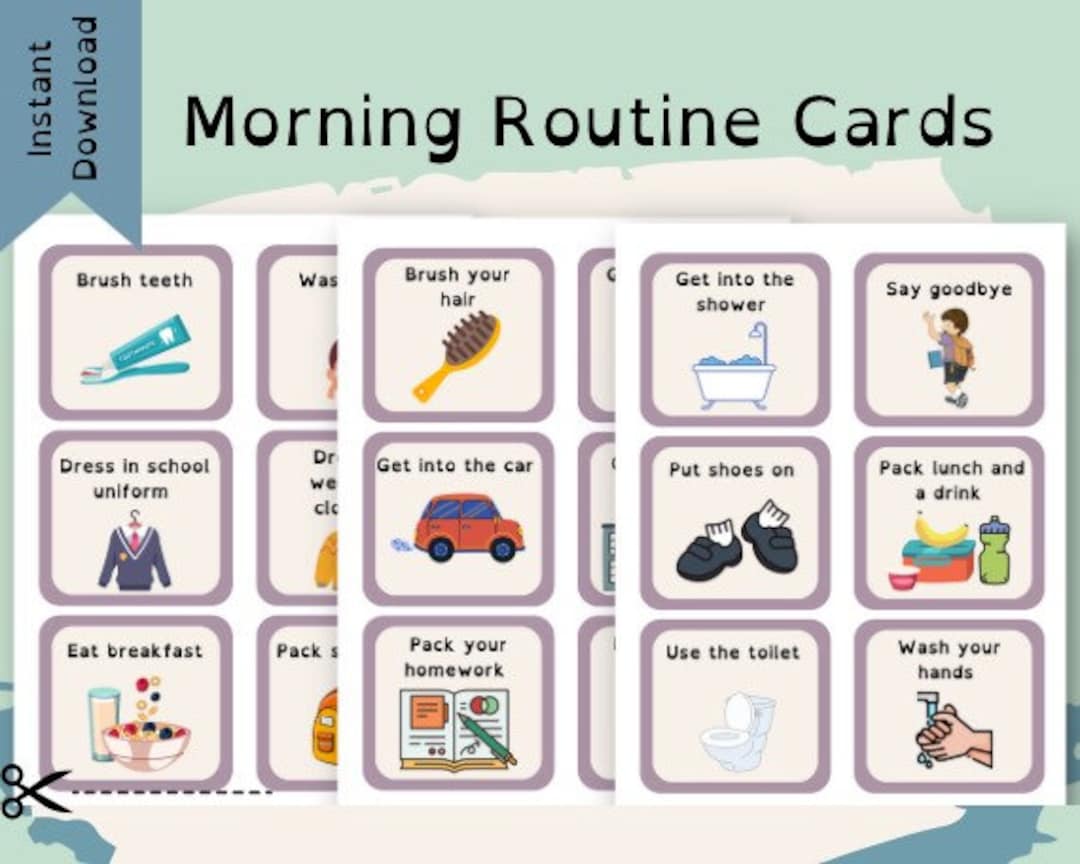 Morning Routine Cards- Morning Schedule, Morning Routine Chart, Autism ...