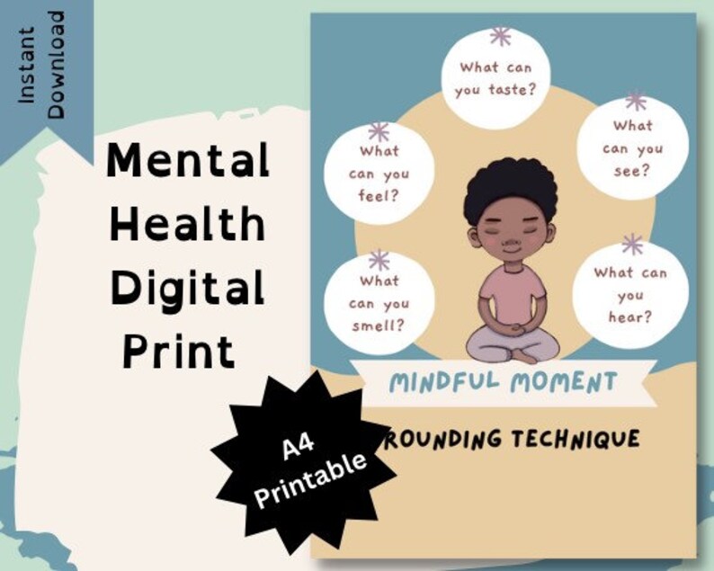Grounding Technique Poster, Mental Health Digital Print, Regulation ...