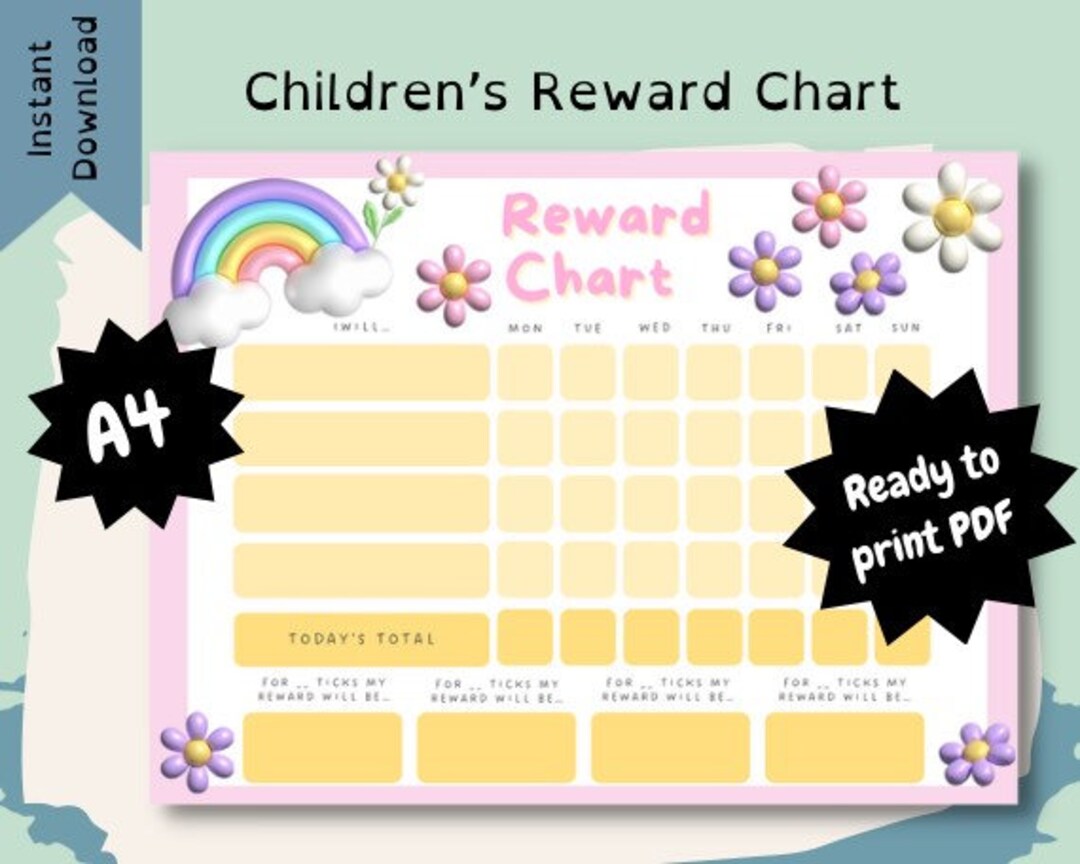 Rainbow Reward Chart, Rewards, Good Behaviour, Reinforcement, Reward ...