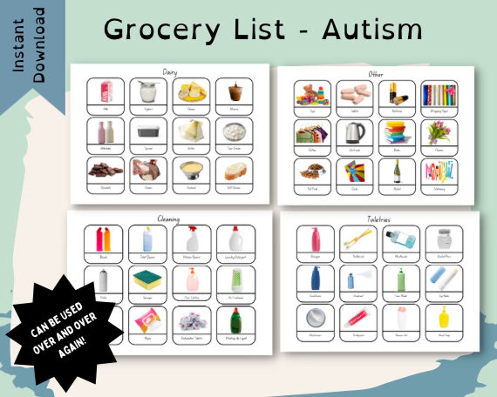 Printable Grocery List Template, Grocery Images, Grocery Shop Autism ...