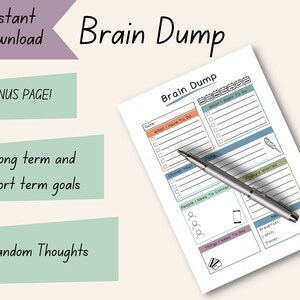 Brain Dump Template, Printable, to Do List Printable, ADHD Daily ...