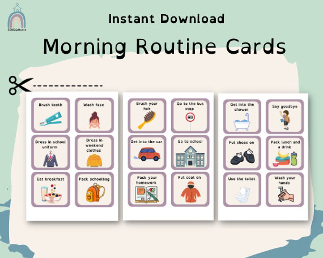 Morning Routine Cards Morning Schedule to Do List Morning - Etsy