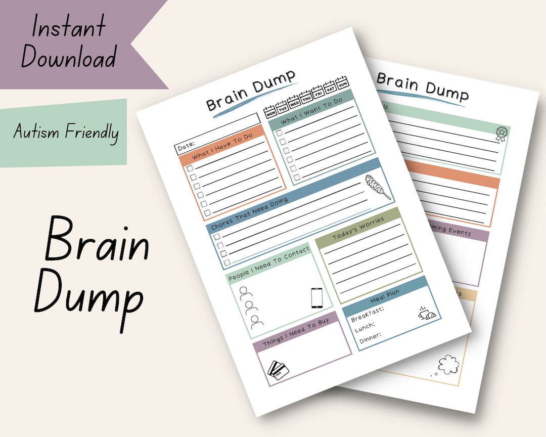 Brain Dump Template, Printable, to Do List Printable, ADHD Daily ...