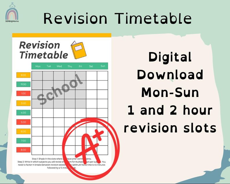 Blank Revision Timetable for GCSE, Digital Download, Exam Revison ...