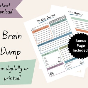 Brain Dump Template, Printable, to Do List Printable, ADHD Daily ...