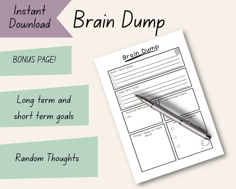 Brain Dump Template, Printable, to Do List Printable, ADHD Daily ...
