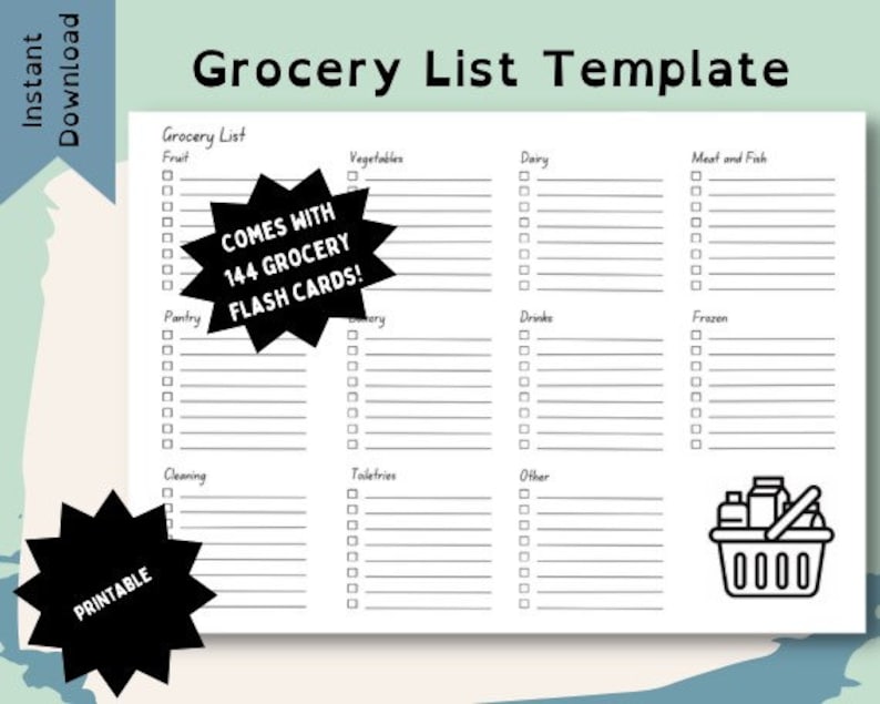 Printable Grocery List Template, Grocery Images, Grocery Shop Autism ...