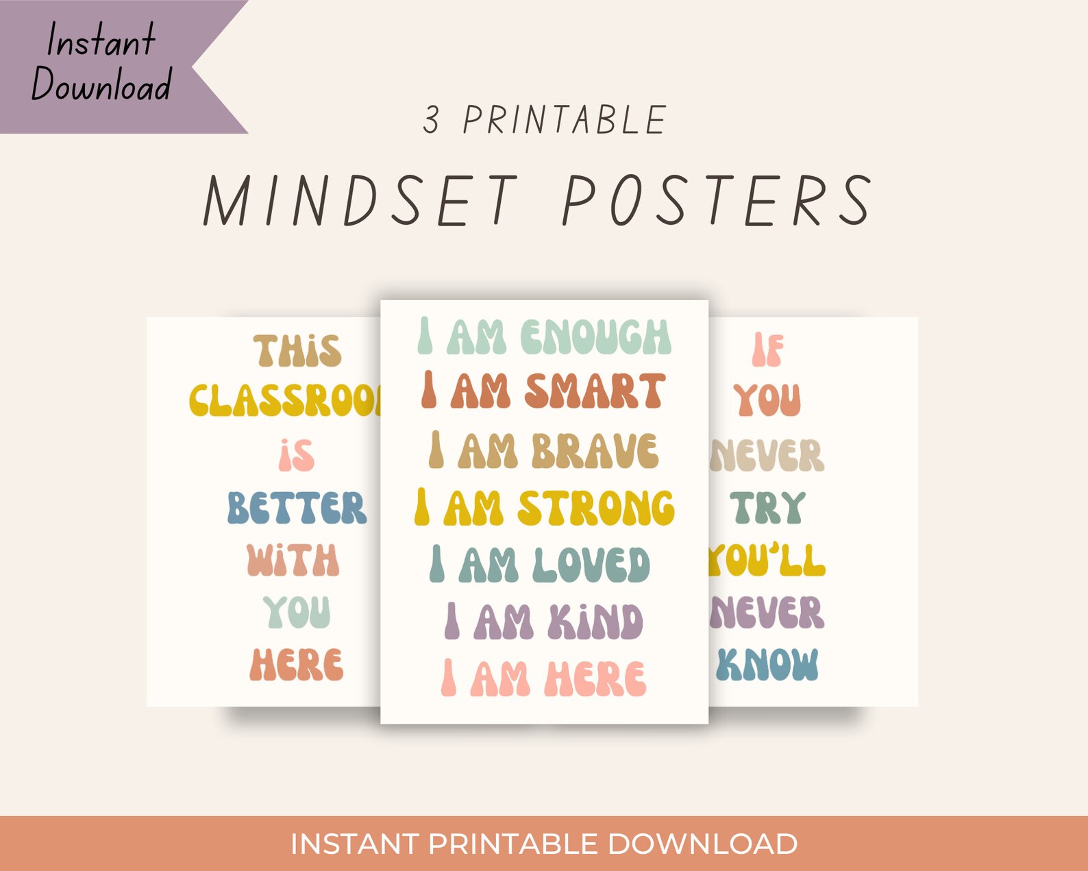 Three Mindset Posters for the Classroom, Mental Health Awareness ...
