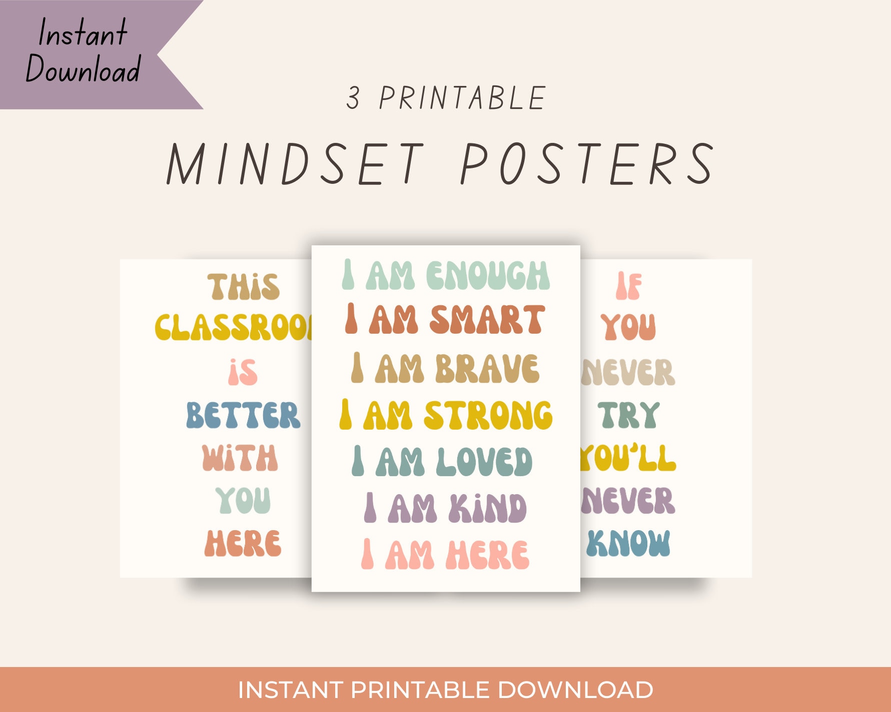 Three Mindset Posters for the Classroom, Mental Health Awareness ...