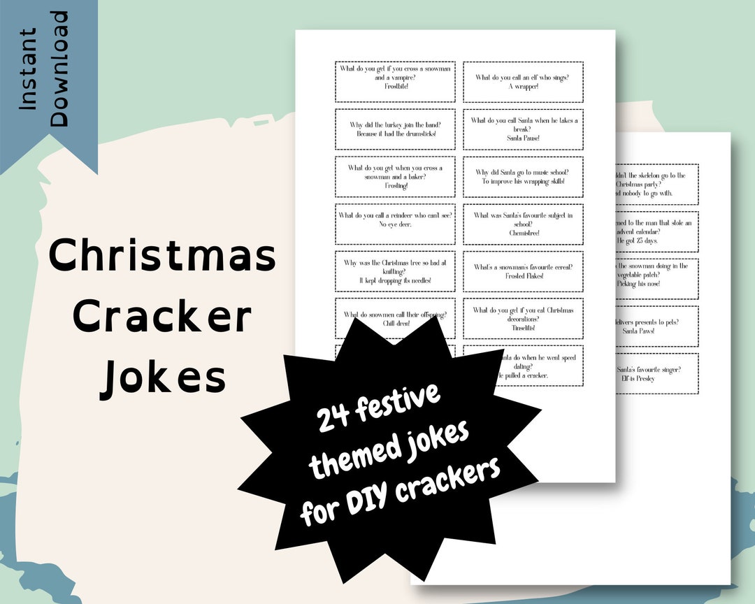 Christmas Cracker Jokes, Jokes for DIY Crackers, Christmas Table Favour ...
