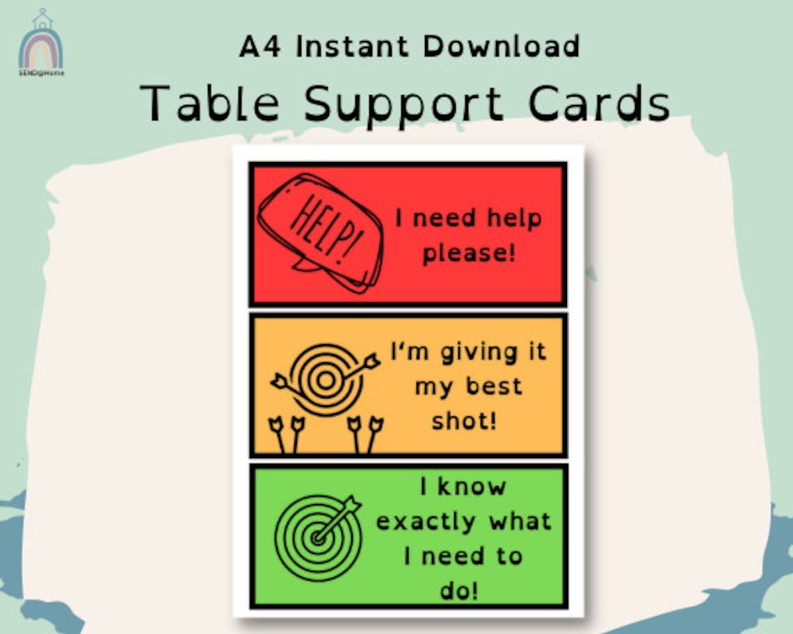 Table Support Cards, Help Cards, I Need Help!, Classroom Resource - Etsy