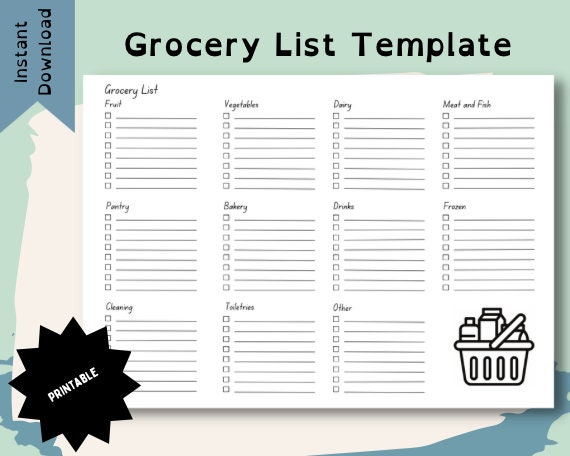 Printable Grocery List Template, Grocery Shop Autism, Grocery Planner ...