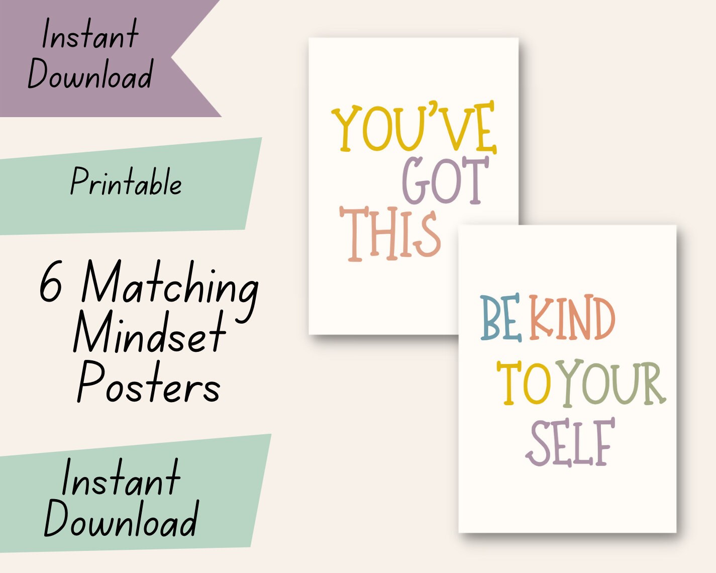 Six Mindset Posters for the Classroom or Bedroom, Mental Health ...