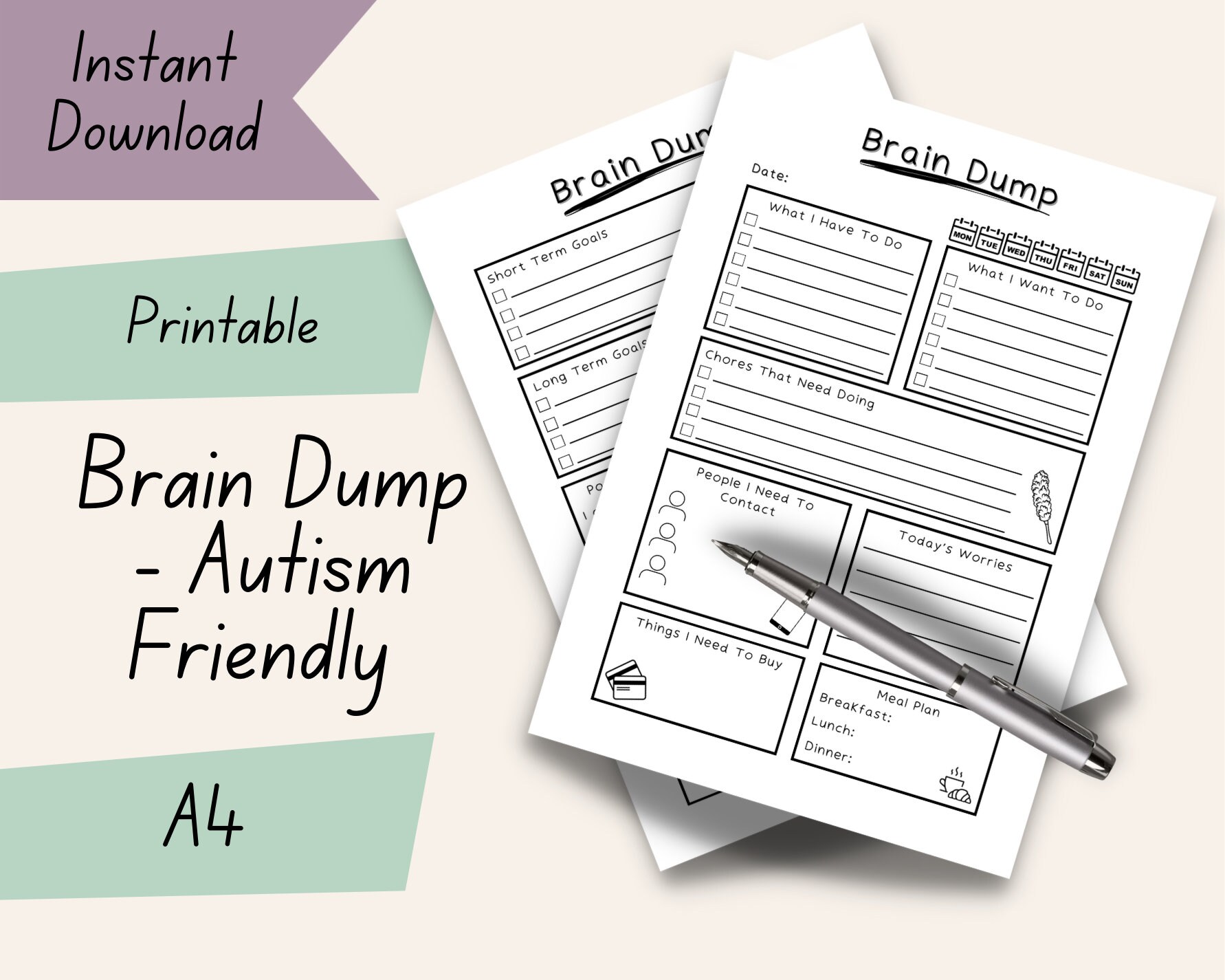 Brain Dump Template, Printable, to Do List Printable, ADHD Daily ...